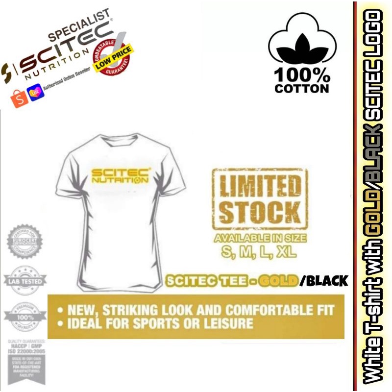 Scitec Nutrition GOLDEN/BLACK LOGO White Shirt | Shopee Malaysia