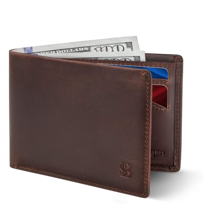 SERMAN BRANDS (Genuine from SB) Mens Slim Bifold Wallet Minimalist ...