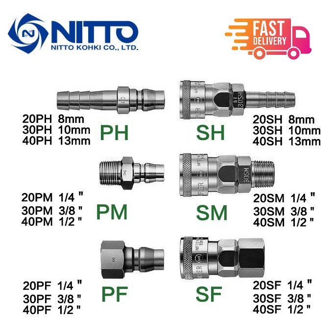 NITTO Hi Cupla Quick Couplings Pneumatic Air Coupler Paip Kepala Angin ...