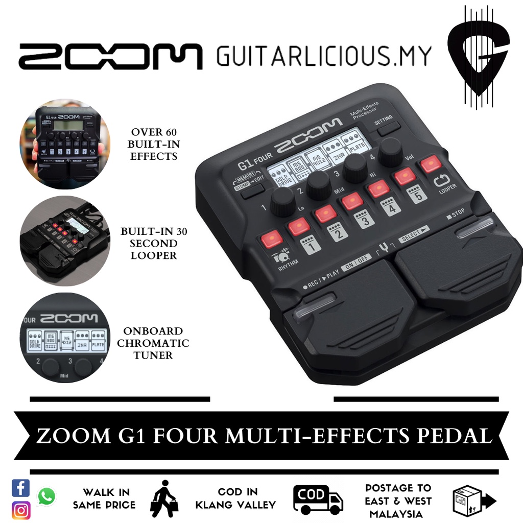 ZOOM G1 Four Multi-Effects Guitar Pedal Processor ( G1FOUR / G1-FOUR ...