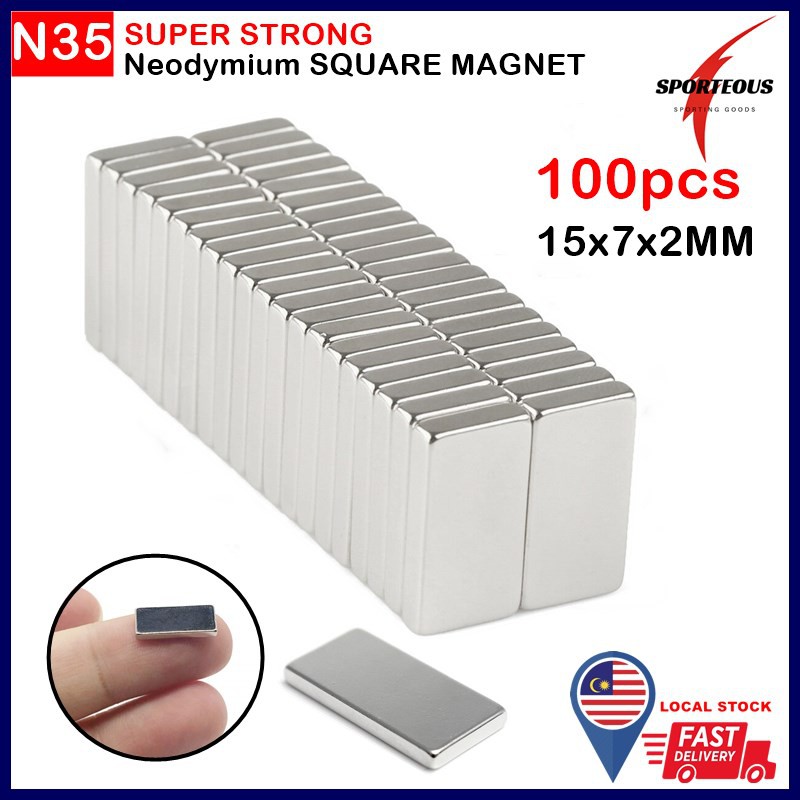 (READY STOCK) 100PCS 15x7x2mm Super Strong Permanent Neodymium Square ...