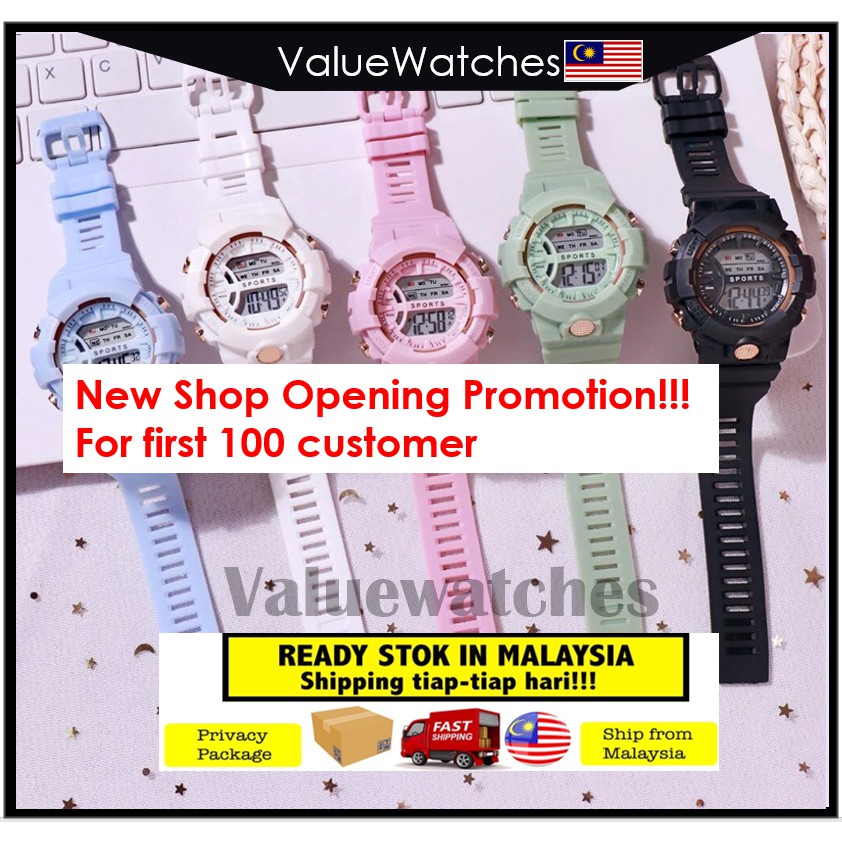 Korean Fashion Round & Sport Watches Water Proof Electronic Jam tangan ...