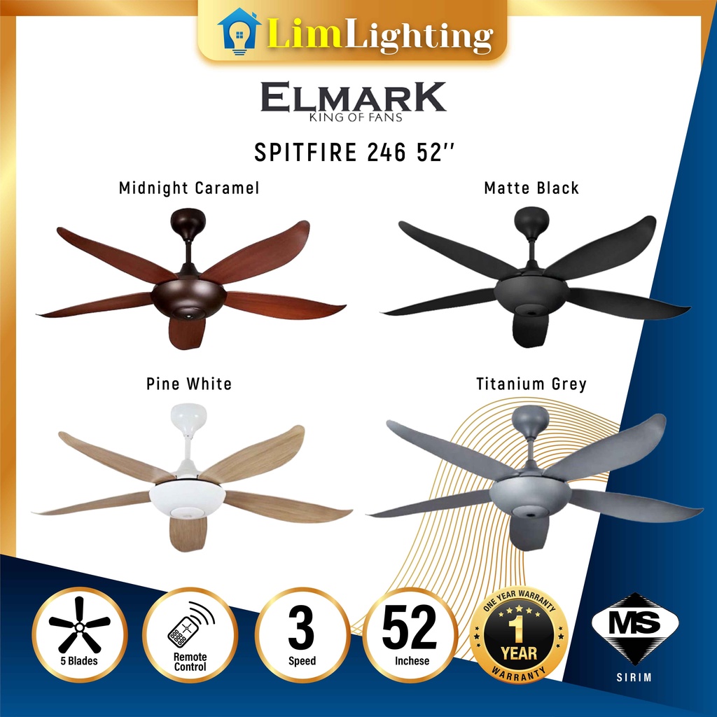 ELMARK | SPITFIRE 246 52" CEILING FANS / KIPAS SILING | Shopee Malaysia