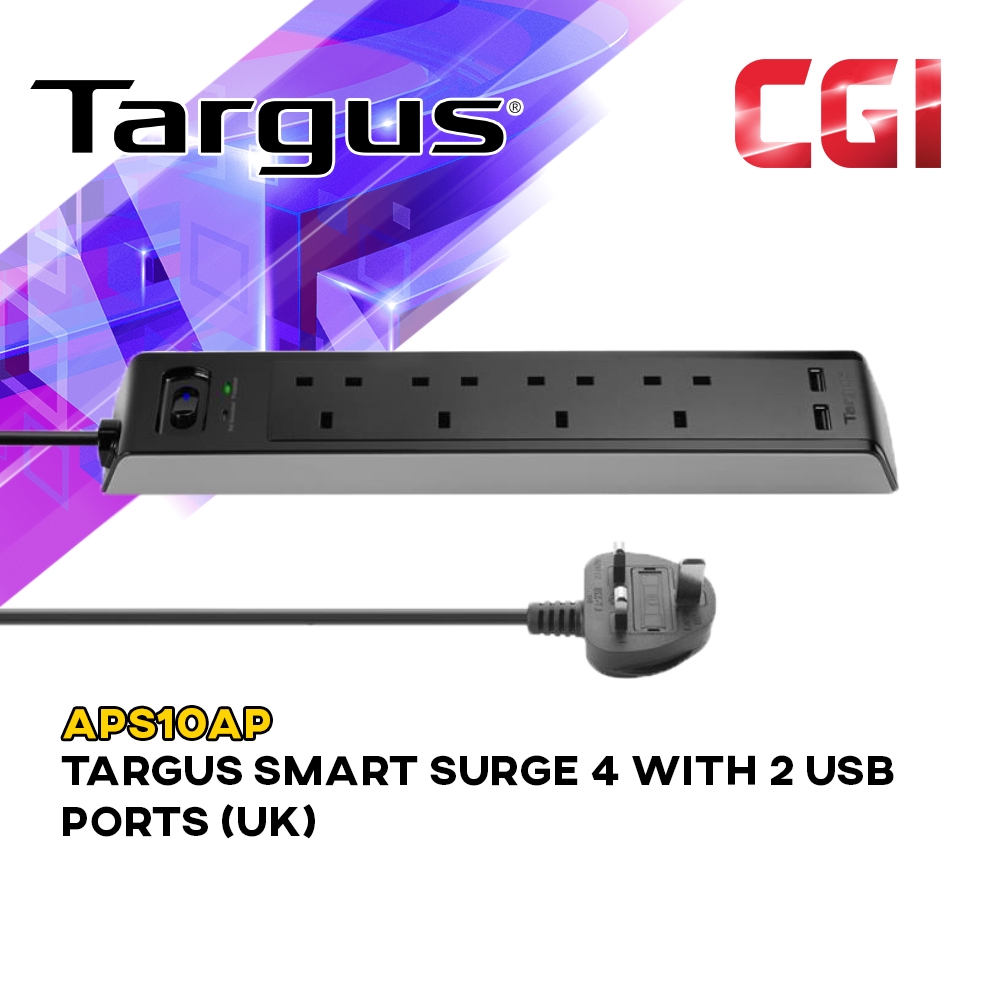Targus Smart Surge 4 with 2 USB Ports (UK) - APS10AP (Original Targus ...