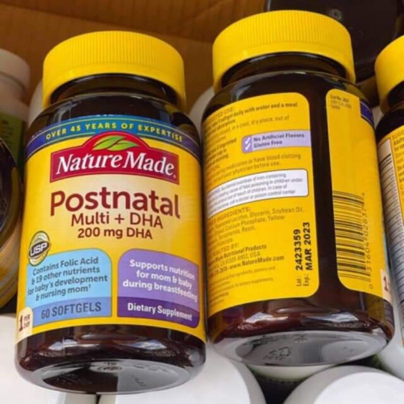 Nature Made Postnatal Multivitamin + DHA 200 mg (60 Softgels) | Shopee ...