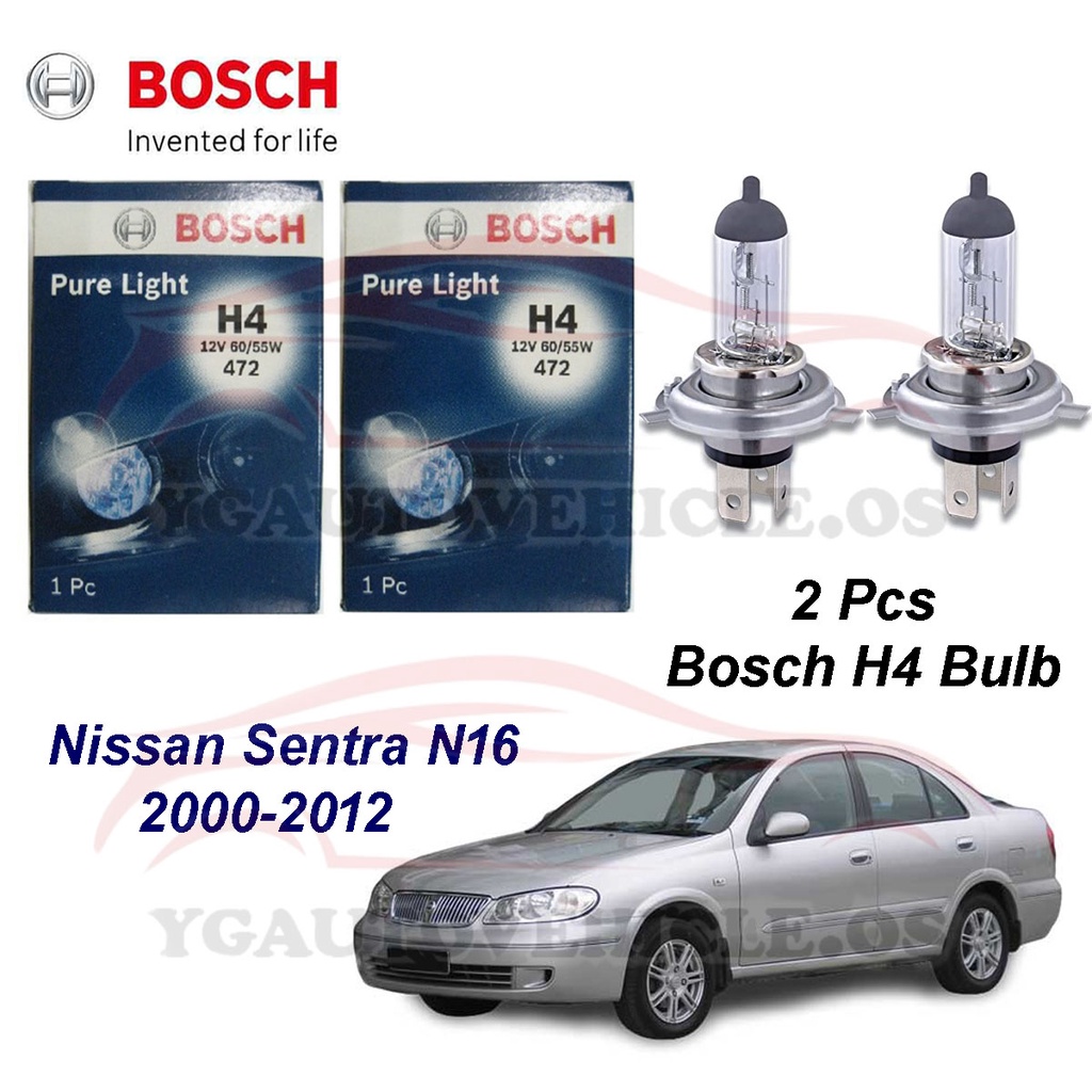 Nissan Sentra N16 Headlamp Light Bulb Bosch H4 12V 55W/100W 2Pcs ...