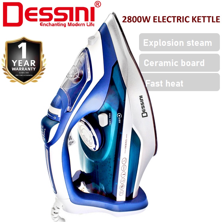 DESSINI ITALY 2800W Electric Ceramic Soleplate Garment Steam Iron ...