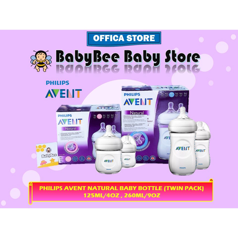 Philips Avent Natural Bottle Natural-125ML / 260ML [Twin Pack] | Shopee ...