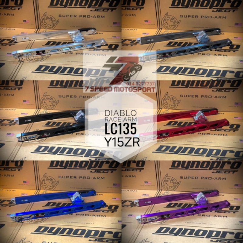 DYNOPRO LC135/Y15ZR RACING DIABLO RACE SWING ARM EXTENT +2 INCHI YAMAHA LC135 4s-5s/ Y15ZR(SIAP ...