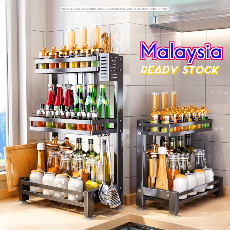 Rak Dapur Rak Rempah Kitchen Spice Rack Stainless Steel Seasoning Rack ...