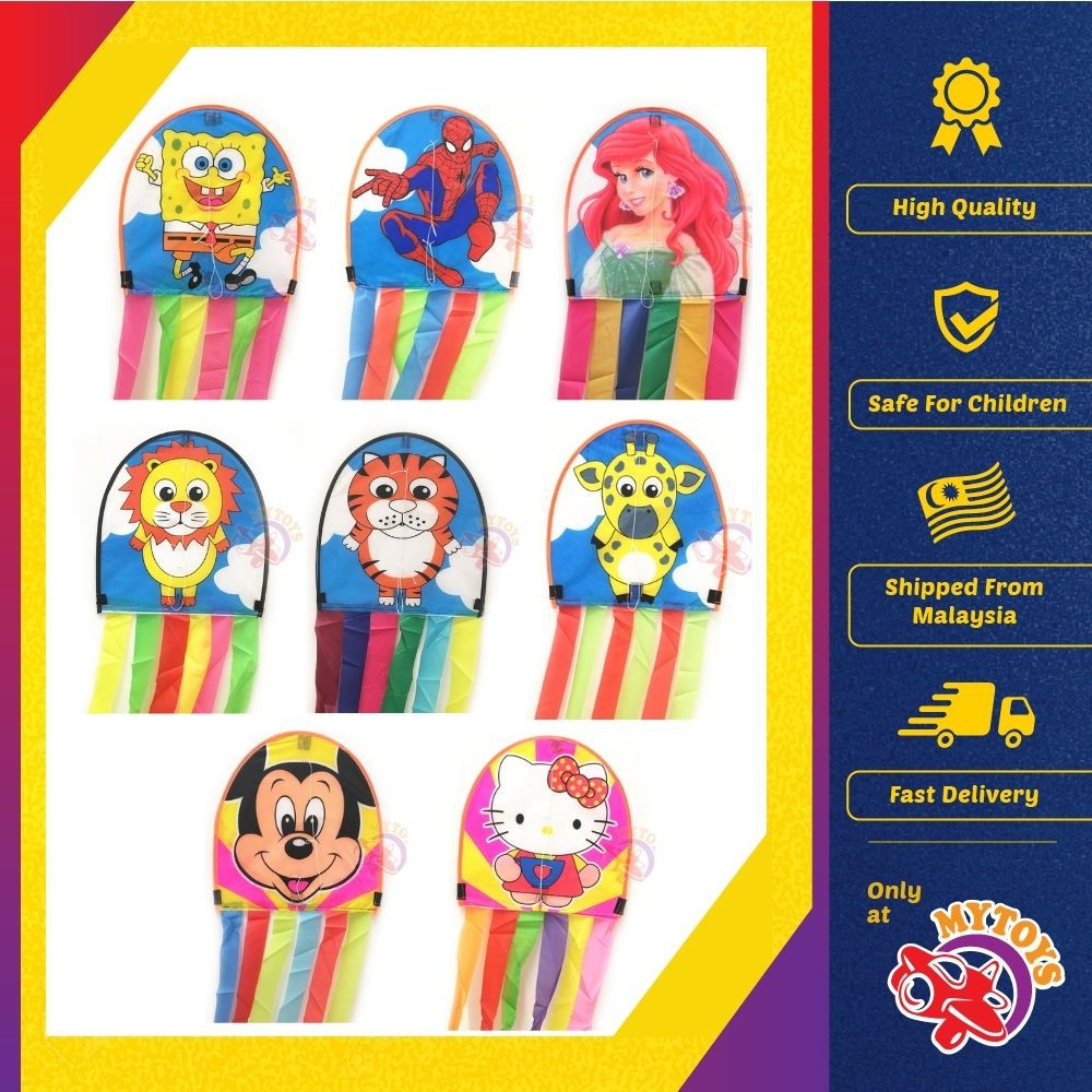 Cartoon Long Tail Jellyfish Kite 32cm x 35cm / Hello Kitty, Mickey ...