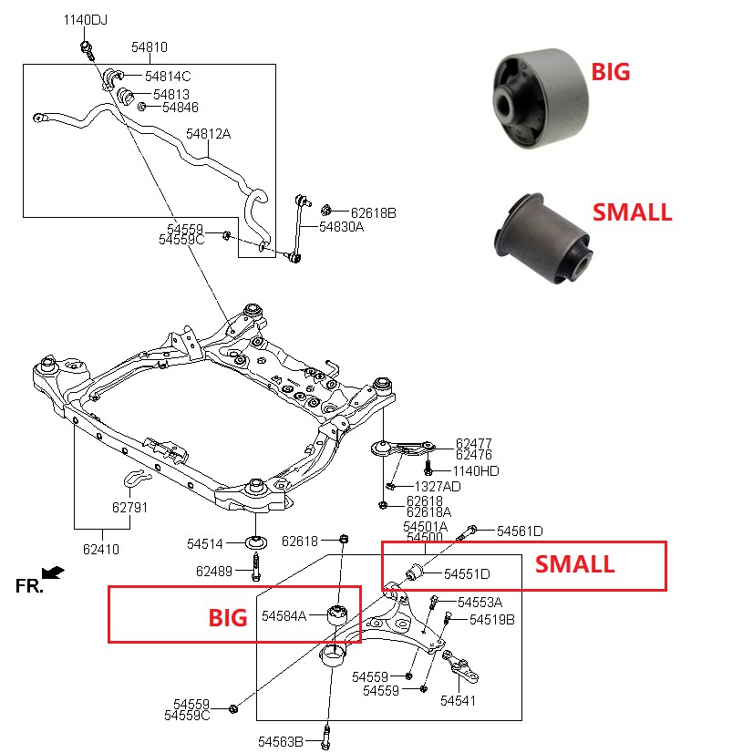 LOWER ARM BUSH FRONT BIG & SMALL (OEM) 100% MADE IN KOREA > KIA PICANTO ...