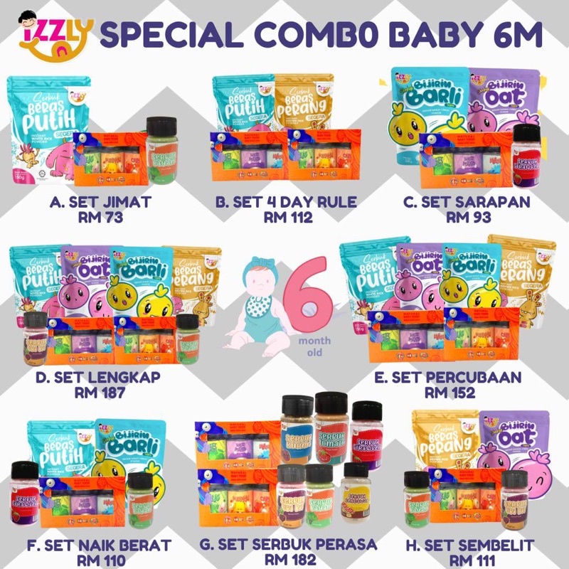 Natural Food Baby Set Makanan Bayi 6 bulan Bubur Halus Izzly Serbuk ...