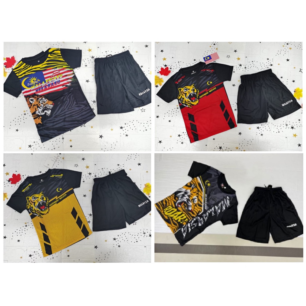 JERSI LENGAN PENDEK SET HARIMAU MERDEKA BUDAK UMUR 3-14 | Shopee Malaysia