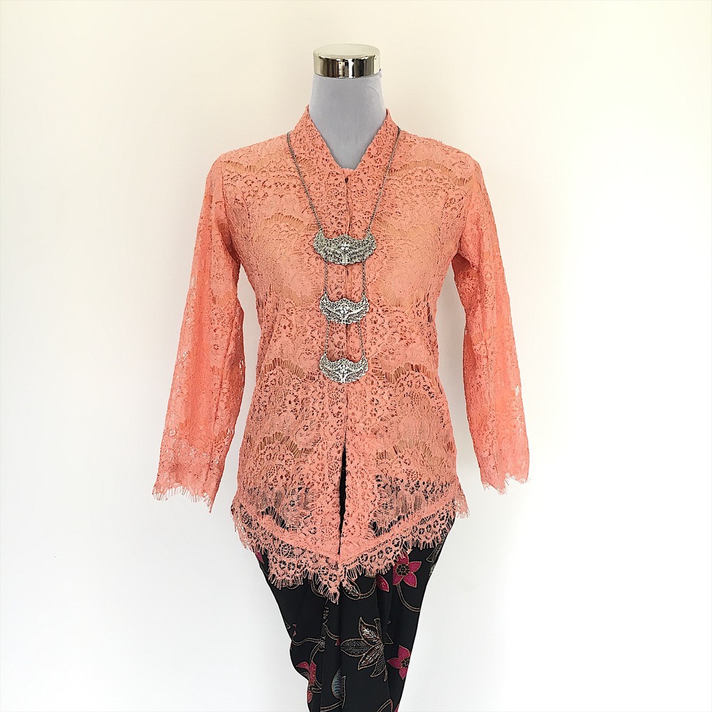 Kebaya Lace Peach (E12) | Kebaya Modern Lace Luna | Shopee Malaysia