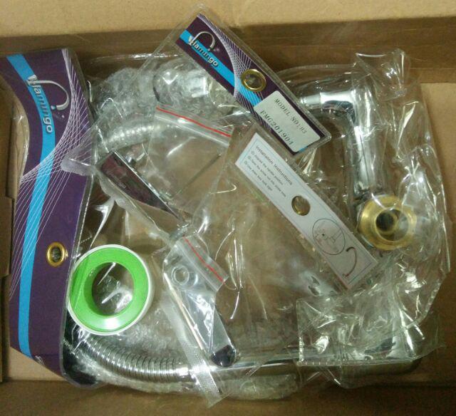 Flamingo FMG882 Wall Mounted Flexible Double Kitchen Sink Water Tap ...