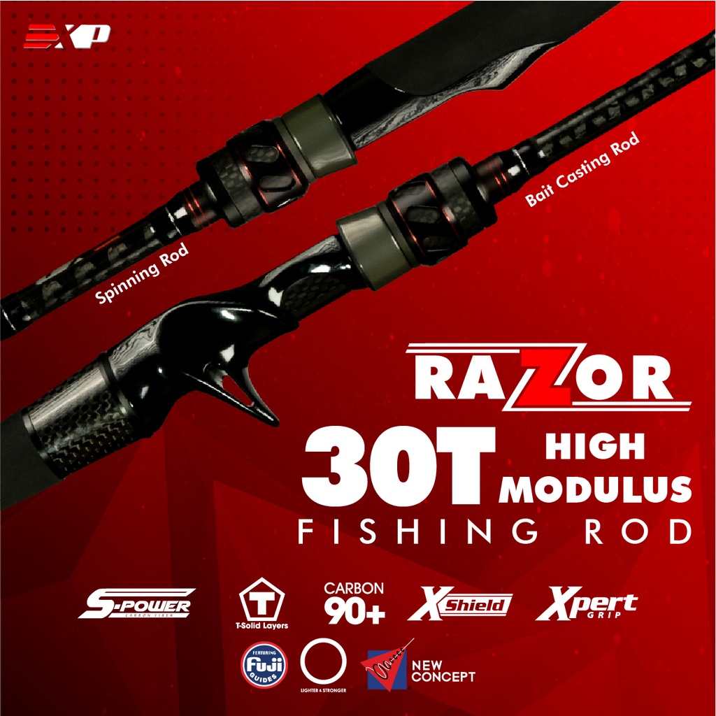 NEW! EXP Razor Fishing Rod EXP Carbon Fiber Spinning Rod Joran Spinning ...