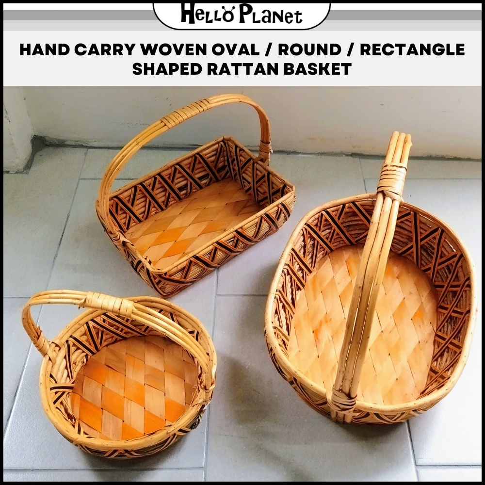 Hand Carry Woven Oval / Round / Rectangle Shaped Rattan Basket | Hamper ...