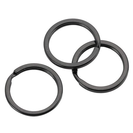 Black Flat Key Rings Loops 25/28/30mm Round Split Wire Keychain Ring ...