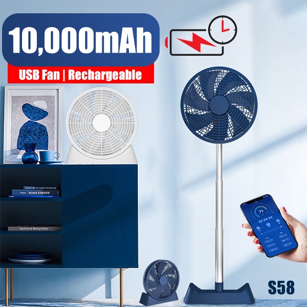 𝟭𝟬,𝟬𝟬𝟬𝗺𝗔𝗵!! USB Mini Small Cooling Fan Foldable Rechargeable Battery ...