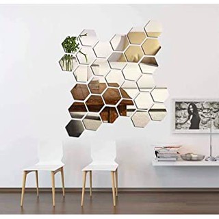 6pcs CERMIN DECO DINDING RUMAH,CERMIN NILIK Acrylic Hexagon Wall Mirror ...