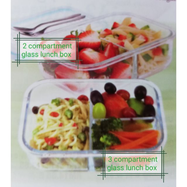 2 / 3 compartment glass lunch box | Shopee Malaysia