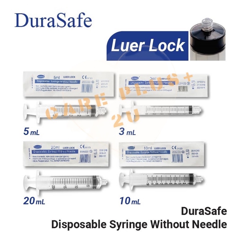 Durasafe Disposable Syringe without Needle (Luer Lock) / Picagari Tanpa Jarum [3ml/5ml/10ml/20ml ...