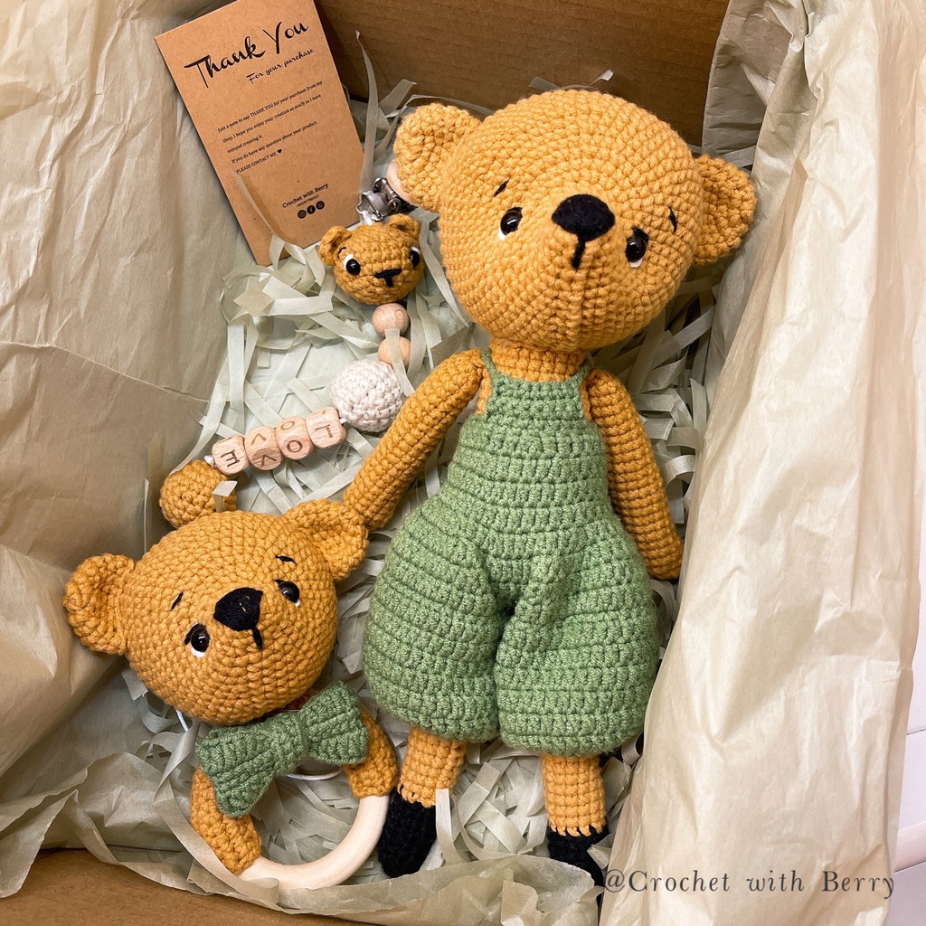 Baby Gift Boxes/ Gift Sets Crocheted Soft Toy Doll Teddy Bear named ...