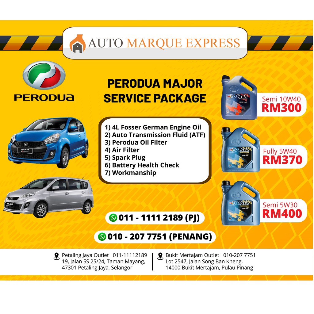 PERODUA Major Service Package - Redeem at Petaling Jaya & Bukit ...