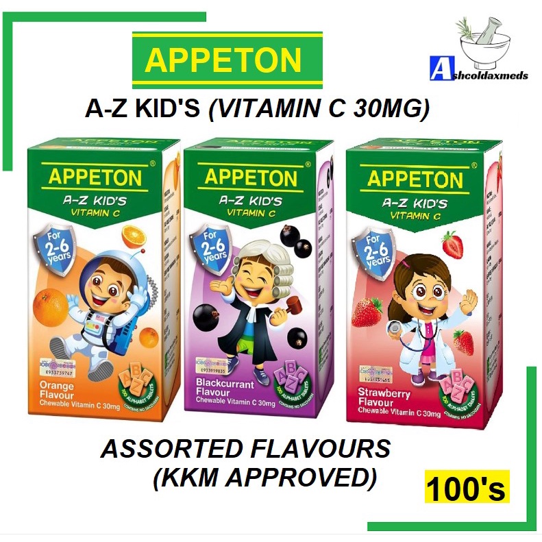 Appeton A-Z Kid's Vitamin C 30mg (100 Tabs) | Shopee Malaysia