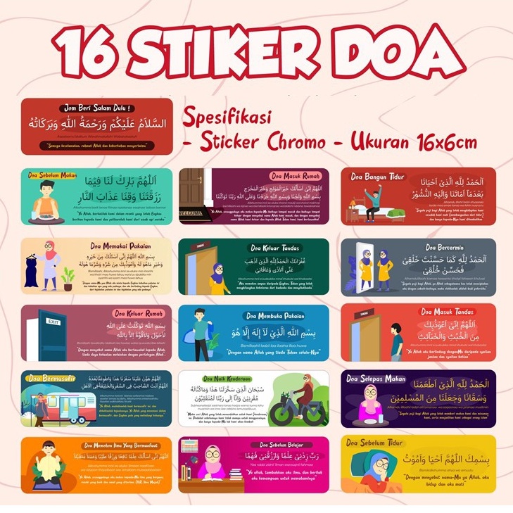 STICKER DOA-DOA HARIAN /DOA MAKAN / DOA MASUK TANDAS / DOA BELAJAR ...