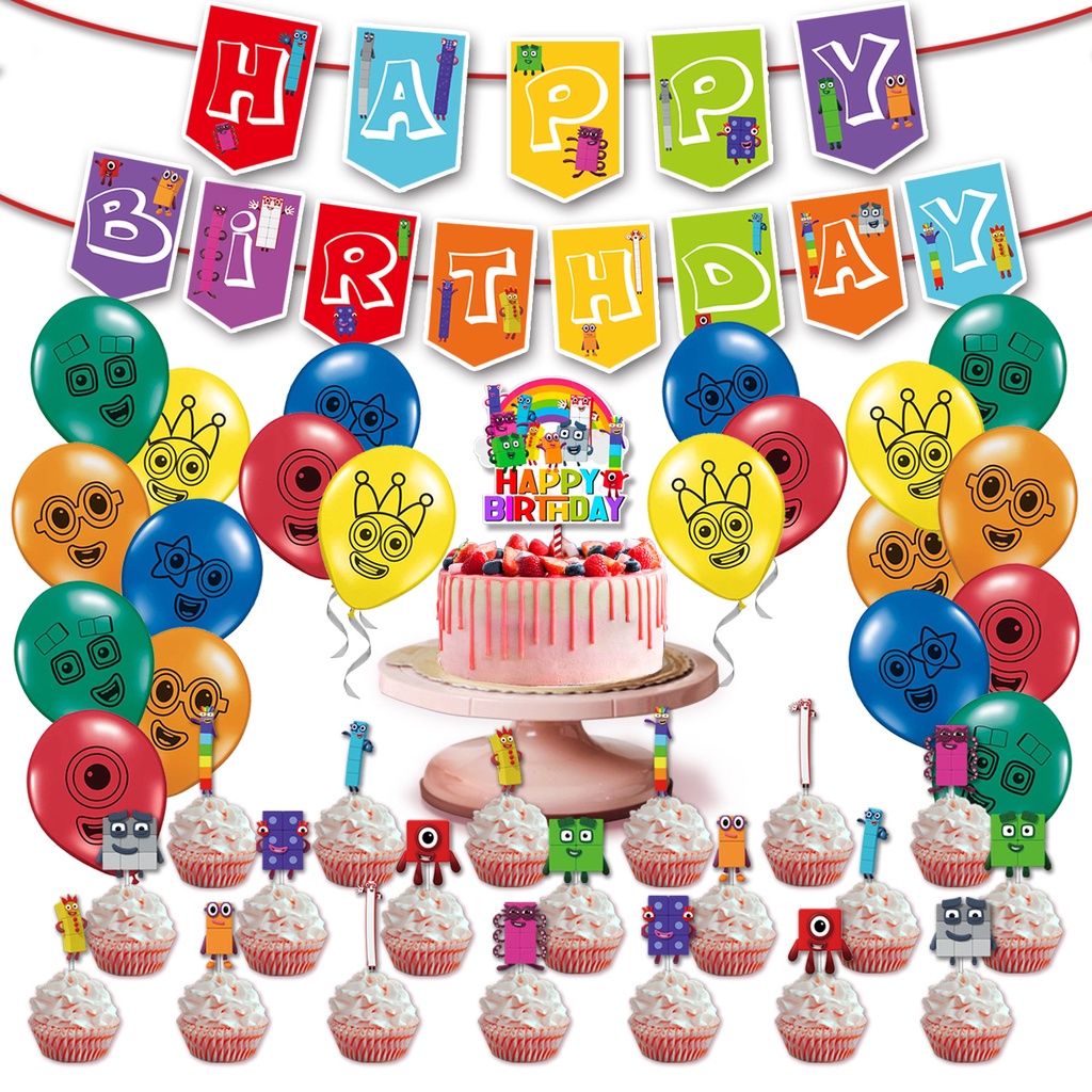 Numberblocks Happy Birthday Party Decorations Number Blocks With Banner ...