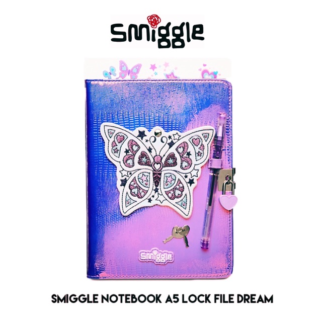 Office Paper Products Smiggle Locking Notebook Diary Glam Glitter Blue ...