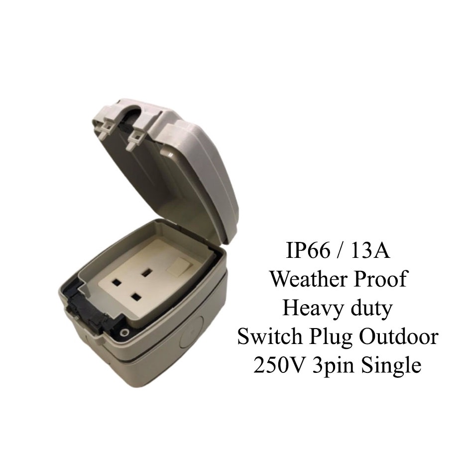 [ 1 UNIT ] IP66 13A Weather Proof Switch Plug Outdoor 250V switched ...