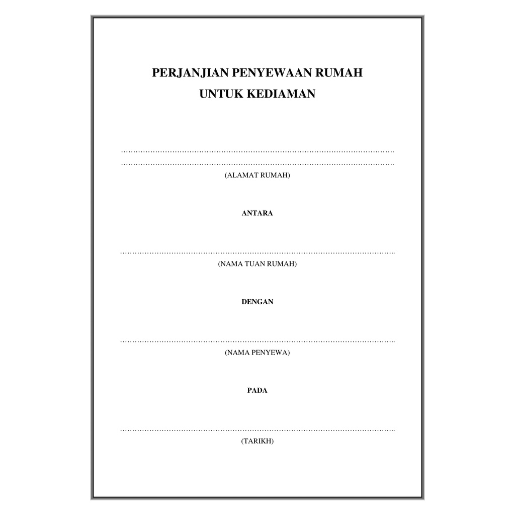template perjanjian penyewaan rumah untuk kediaman perjanjian rumah ...