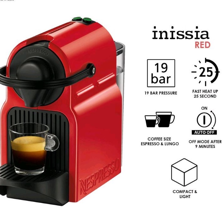 Nespresso C40 Inissia Espresso Maker - Ruby Red | Shopee Malaysia
