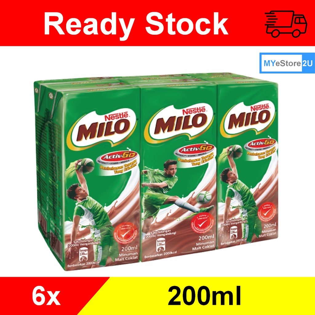 Nestle MILO Activ-Go UHT (200ml x 6 Packs) Ready To Drink Chocolate ...