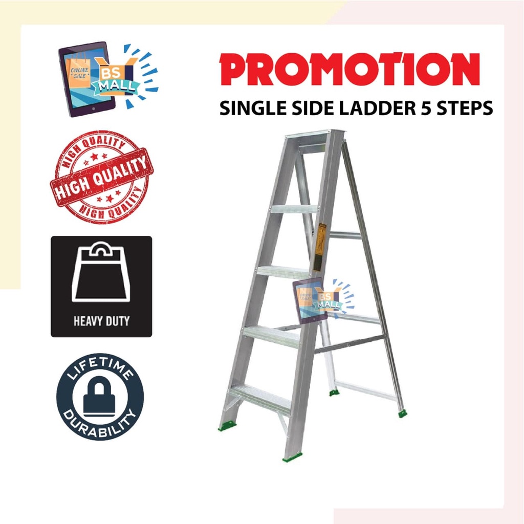 5 Step Single Ladder Aluminium Single Sided Ladder / Tangga 5 Step ...