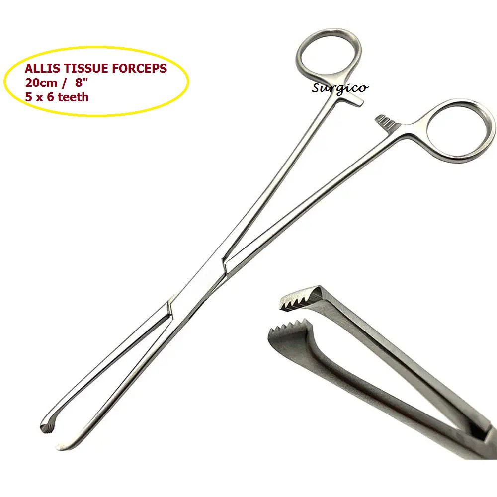 ALLIS TISSUE FORCEPS, 5X6 TEETH,20CM MEDICAL SURGICAL USE INSTRUMENTS ...