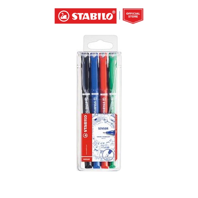 STABILO SENSOR Fineliner F-Tip Line Width of 0.3mm in Wallet of 4 ...