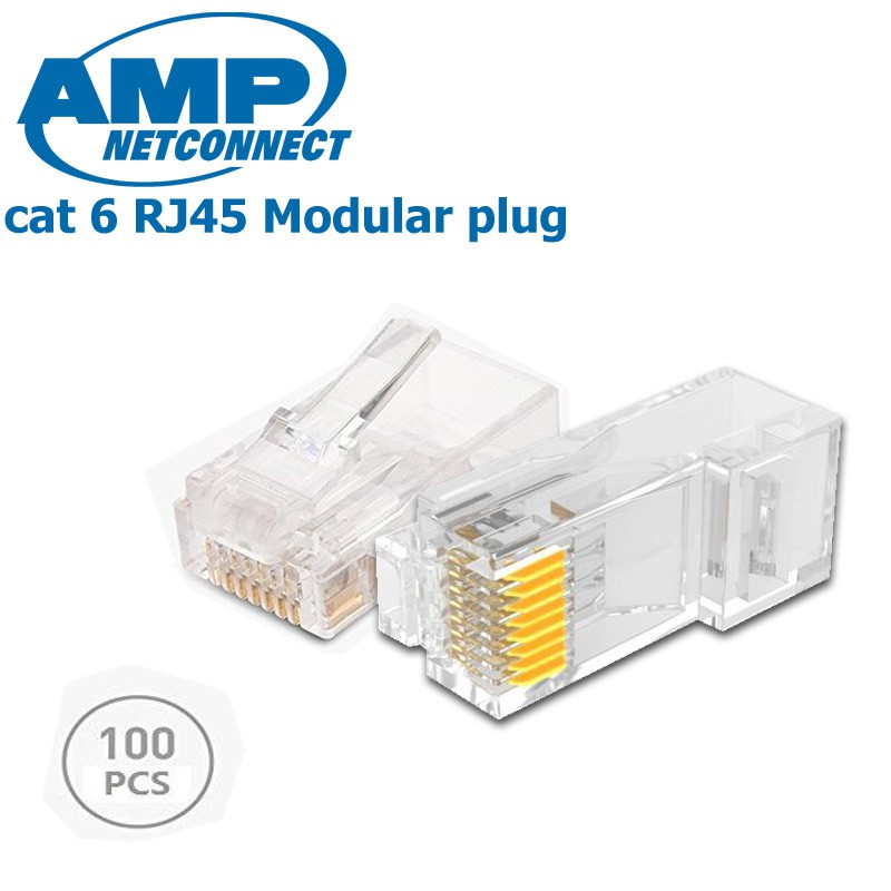 (100PCS) RJ45 CAT6 8P8C Crystal Head Modular Plug Network Connector ...