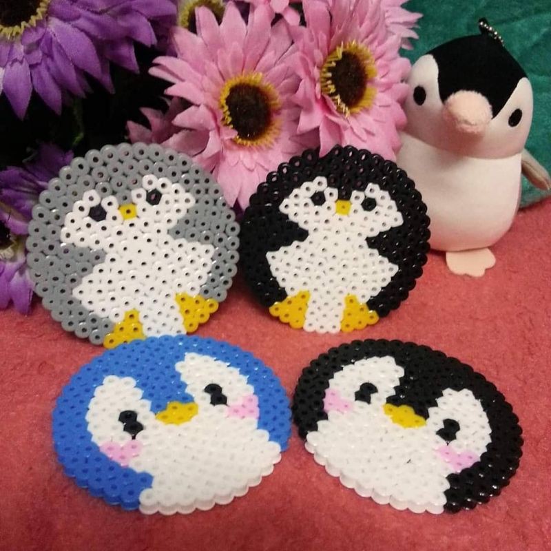 Handmade Pindou Penguin Coasters Perler Beads Pixelart Pixel Customised ...