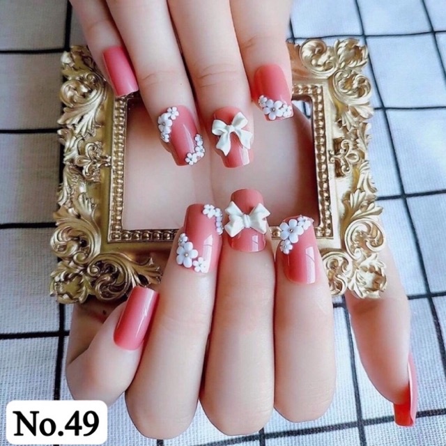 Fake nails ( box 24pcs + nail glue + sticker silicon + nail files ...
