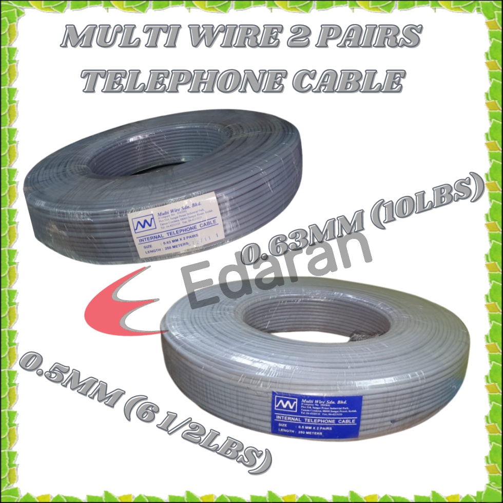 MULTI WIRE 2PAIRS TELEPHONE CABLE (250MTRS) - 0.63MM (10LBS) AND 0.5MM ...