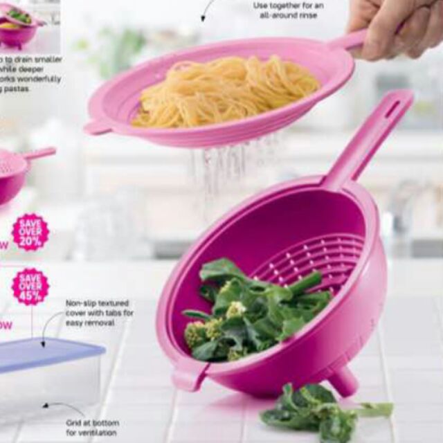 Tupperware Double Colander Pink | Shopee Malaysia