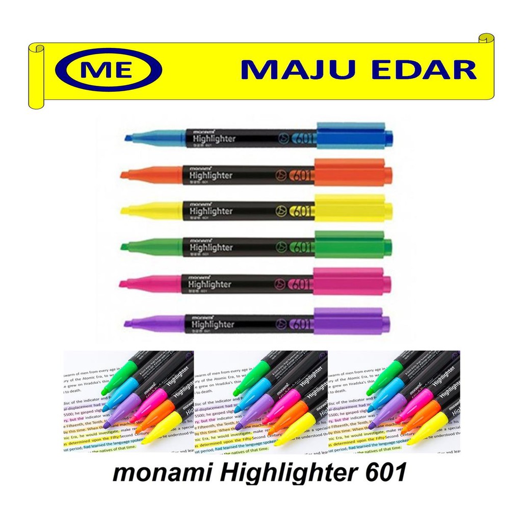 MONAMI Highlighter / Fluorescent Pen 601/ Highlight Pen/ Pastel Colour ...