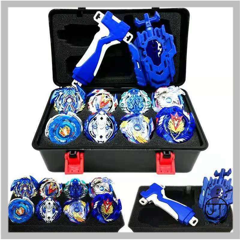 8pcs Blue Beyblade Set Gyro Burst With Launcher Portable Storage Box ...