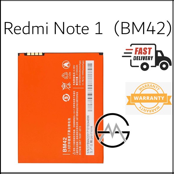 Xiaomi Redmi Note / Note 1 Battery BATERI BM42 (3100 mAh) | Shopee Malaysia