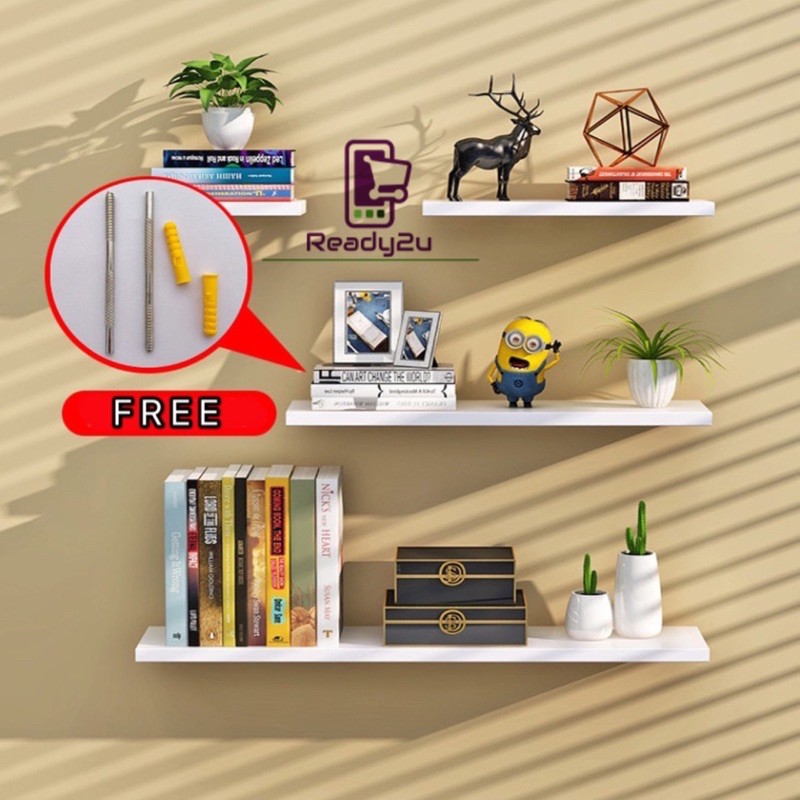 (4 in 1 Set ) Floating Wall Shelves Rack Shelf Book Storage Shelf Racks ...