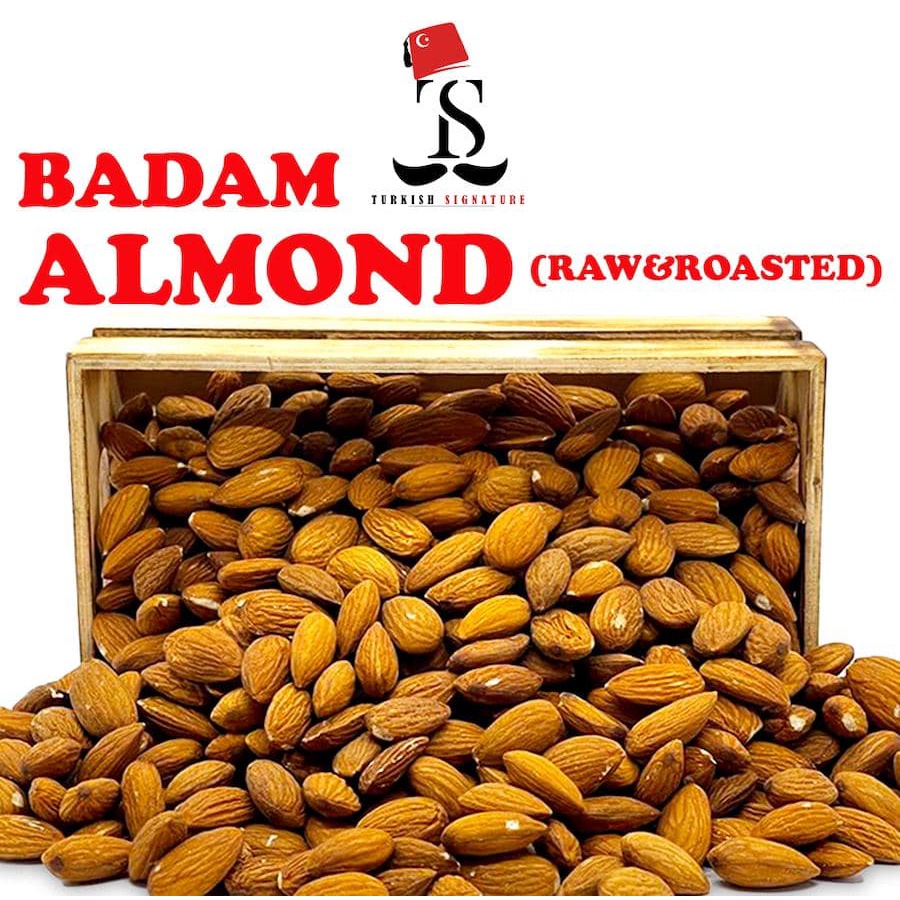 🔥ALMOND NUTS / BADAM KACANG RAW & ROASTED PANGGANG 1KG/430G/230G/120G ...